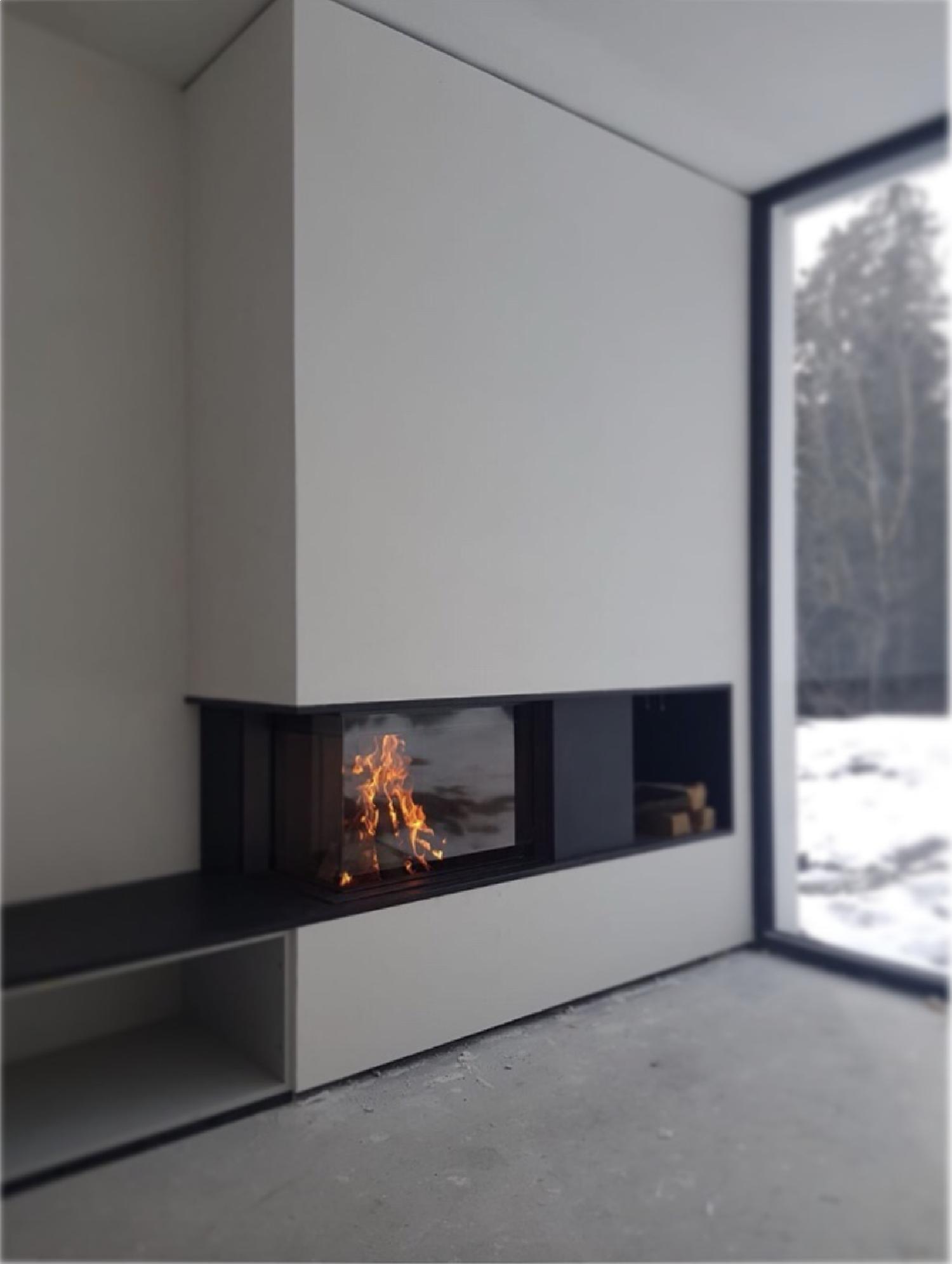 M-Design Luna Diamond 900CL - CR - Wood burning fireplace - Vitre latérale